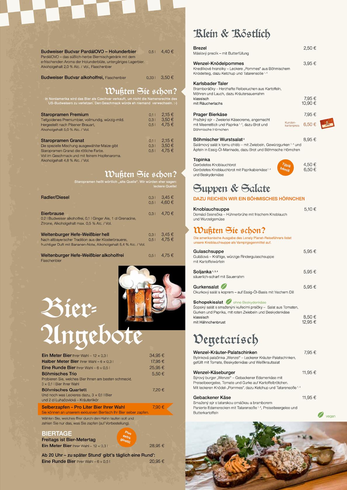 Speisekarte von Wenzel Leipzig restaurant, Leipzig