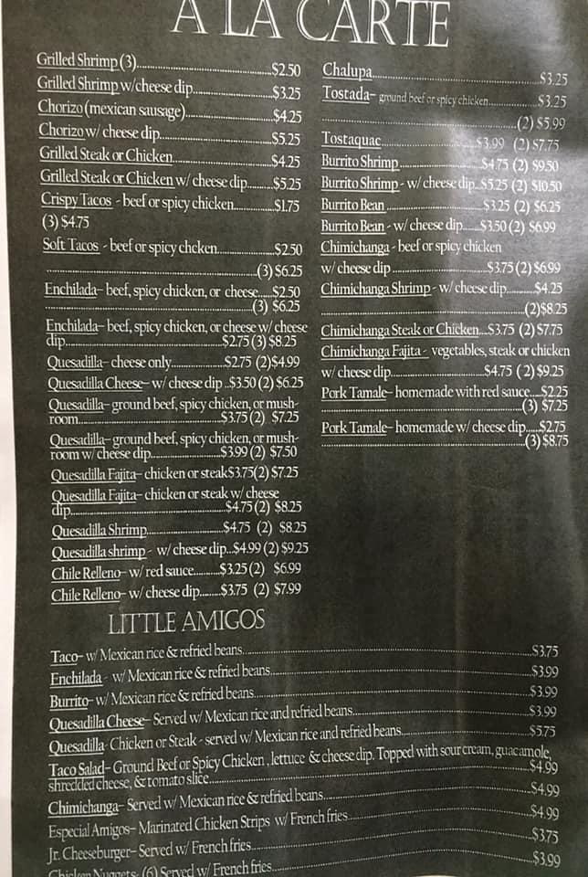 Menu at Casa Lopez Mexican Restaurant, Puxico