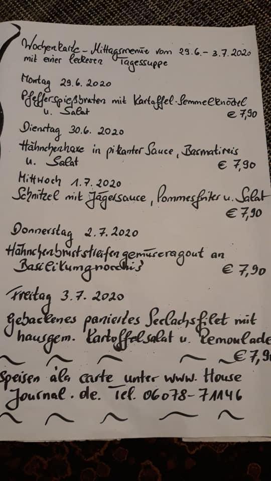 Speisekarte von House Journal cafe, Groß-Umstadt