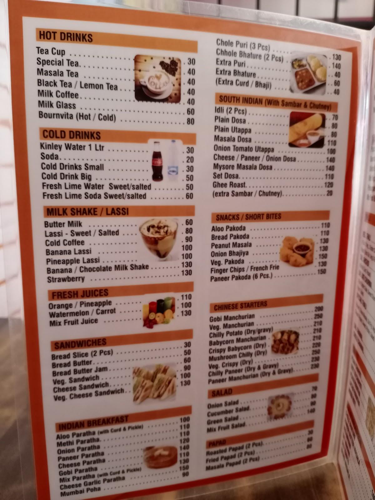 Menu at Jain Roti Wala pure veg restaurant, Baga, Baga