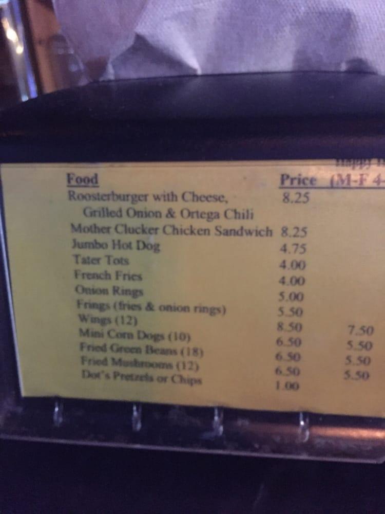 Menu at Red Rooster pub & bar, Oceanside, Oceanside Blvd
