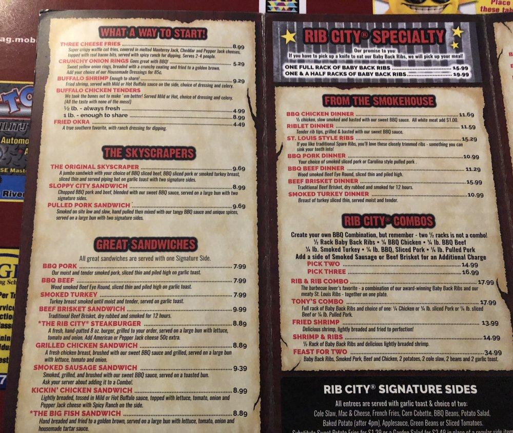 Menu at Rib City - Grand Junction BBQ, Grand Junction, North Ave