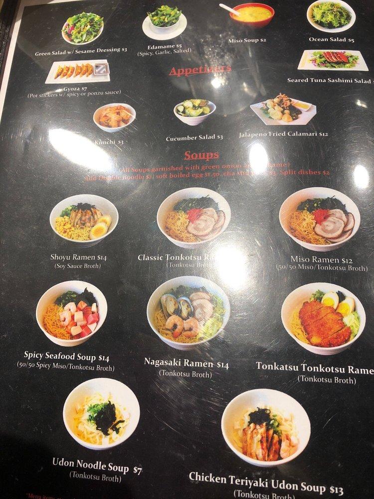 Menu at Toshiko Ramen & Sushi Bar, Fresno