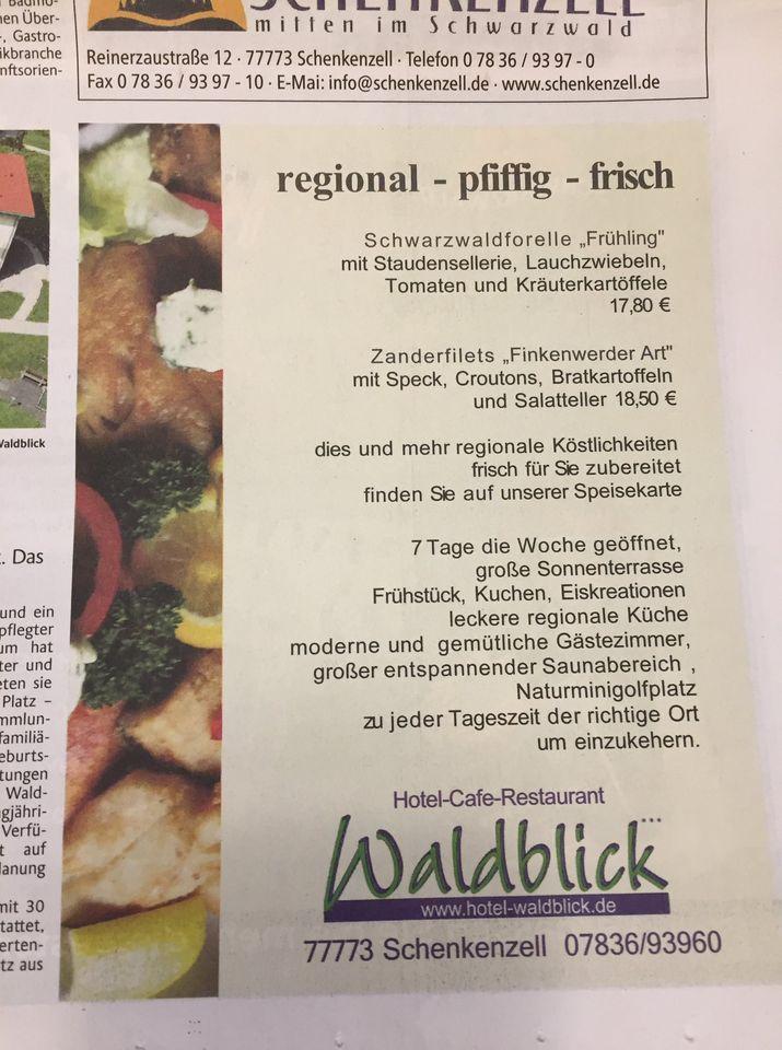 Menu at Waldblick, Schenkenzell