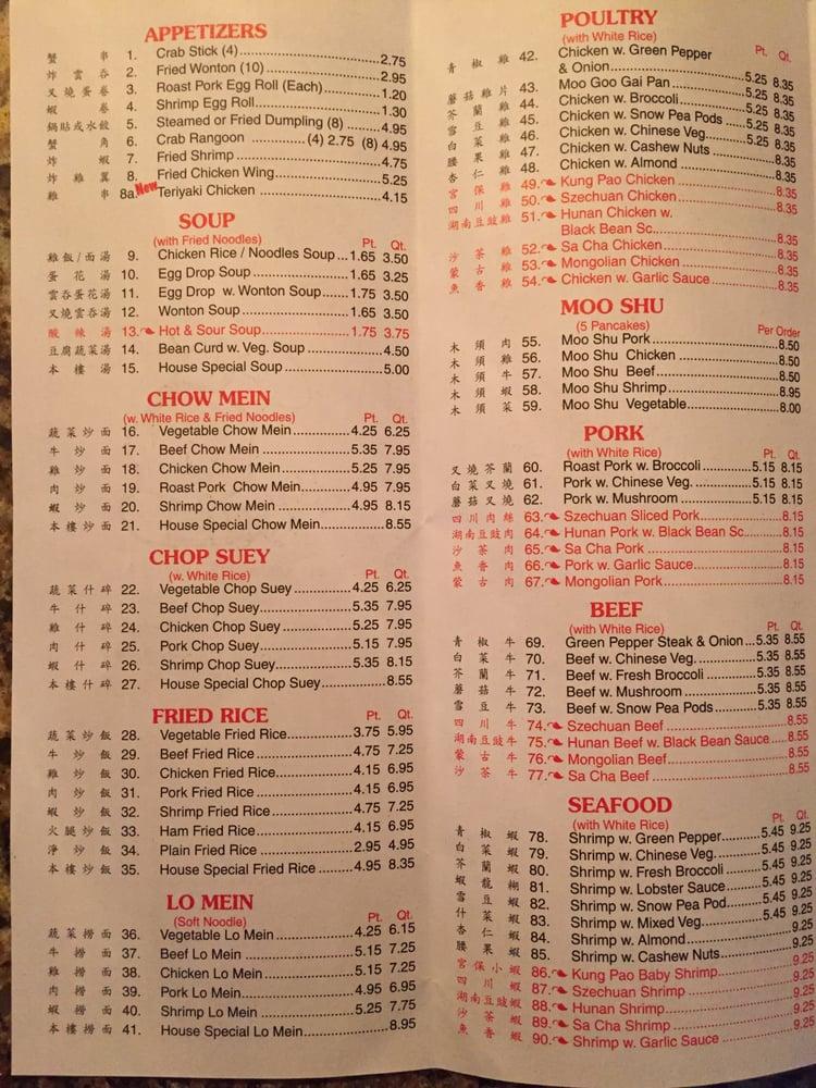 Menu at 88 China restaurant, Freeburg