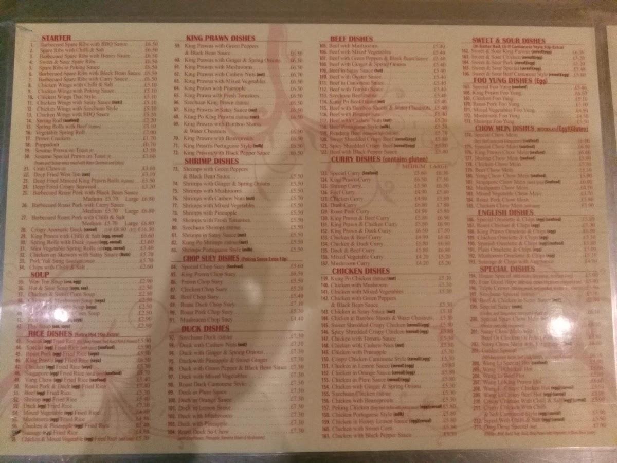 Carta del restaurante Bo Country, Brecon
