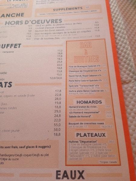 Menu at Le Valois cafe, Paris, 1 Pl. Rio de Janeiro