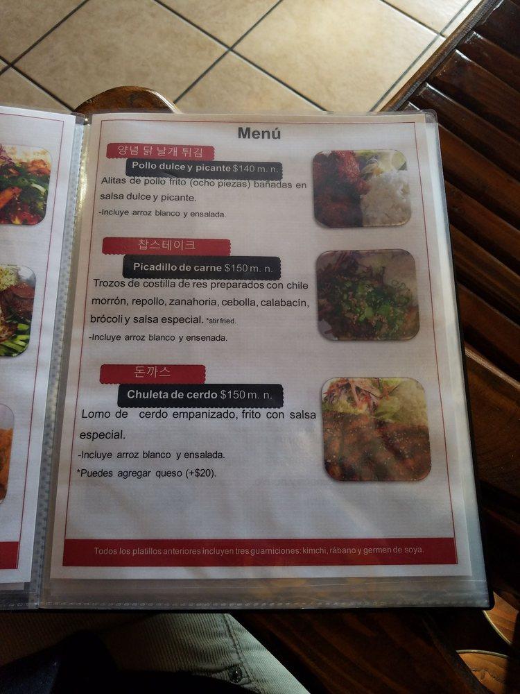 Menu at Little Korea restaurant, Tijuana