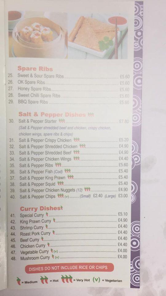 Menu at Village Chippy fast food, Stalybridge