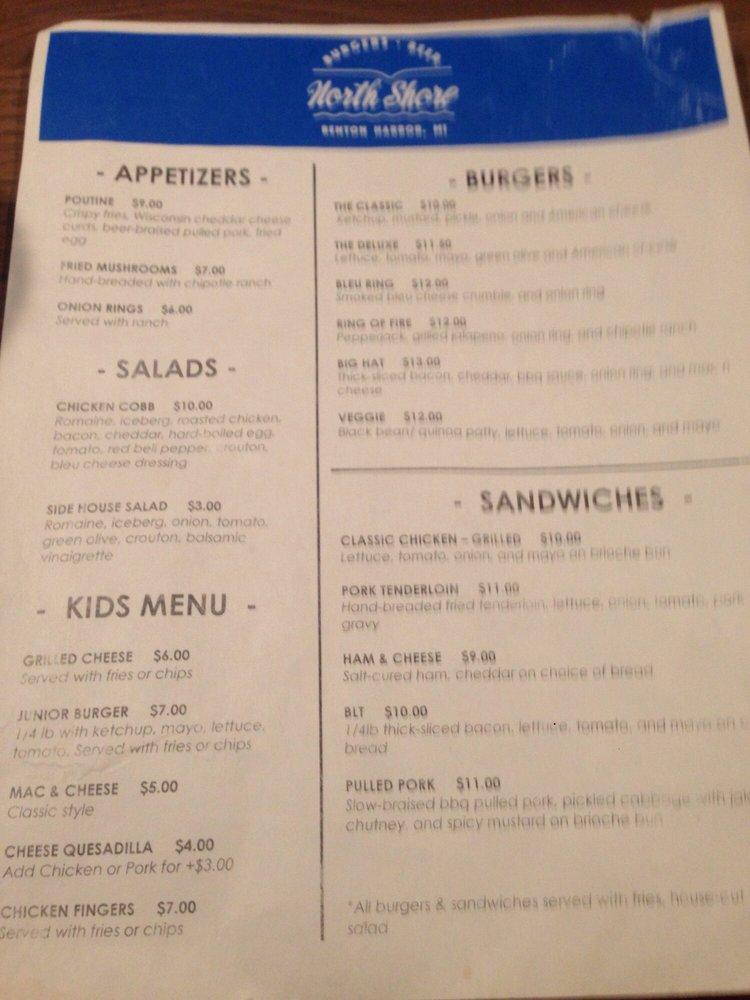 Menu at North Shore Inn pub & bar, Benton Harbor