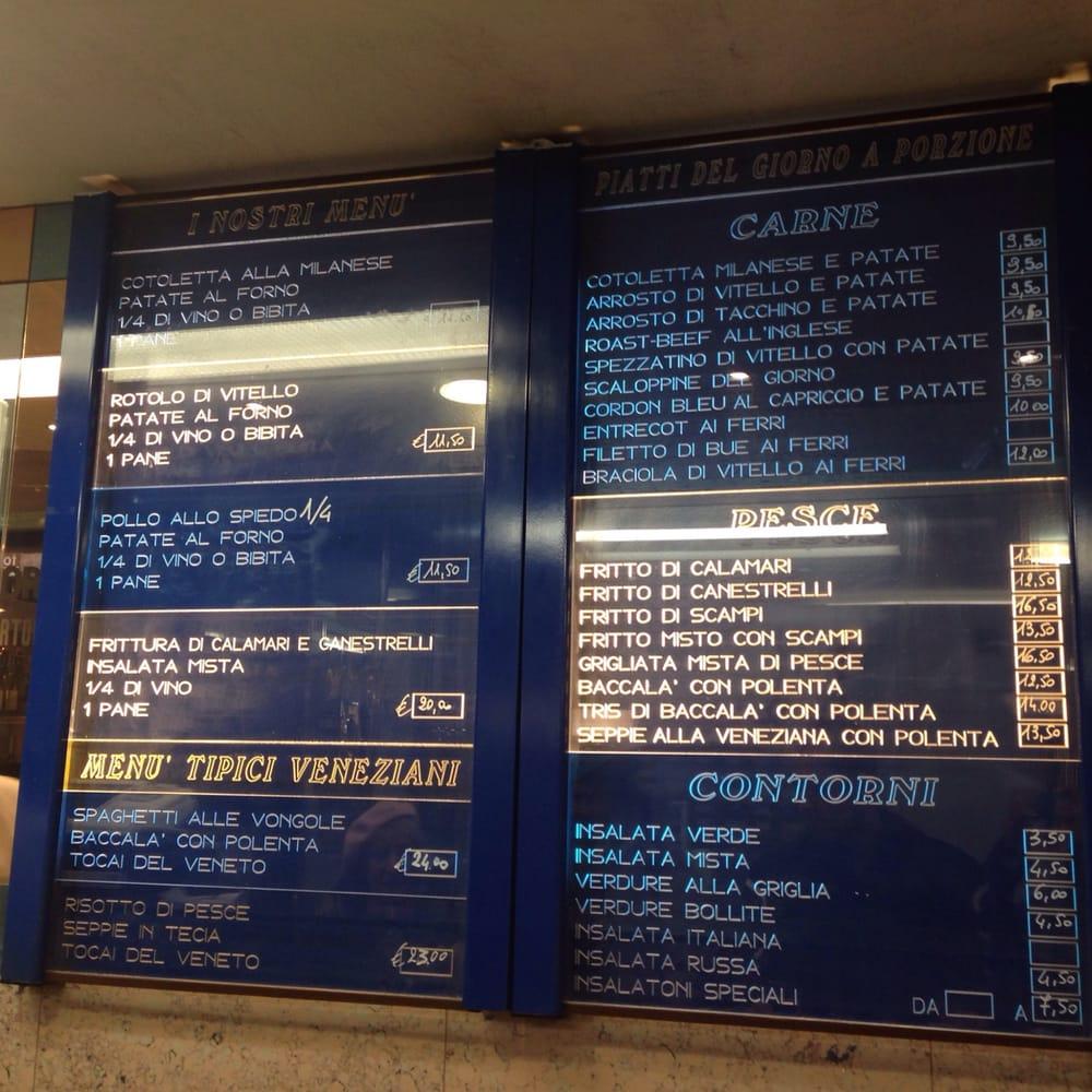 Menu at Rosticceria Gislon restaurant, Venice