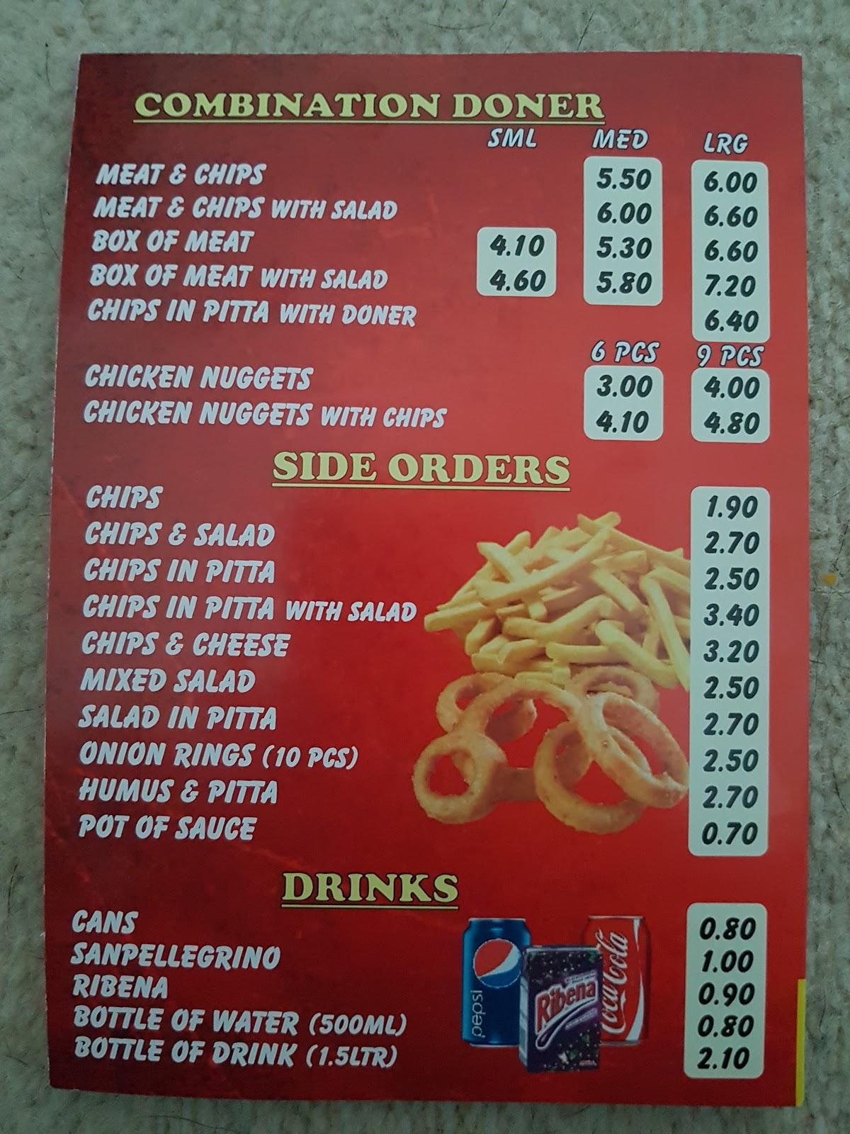 Menu at Selsdon Kebab Centre restaurant, South Croydon, 180 Addington Rd