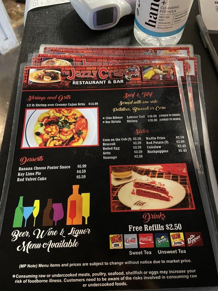Menu at The Jazzy Crab Express pub & bar, Columbus, Bay Ave