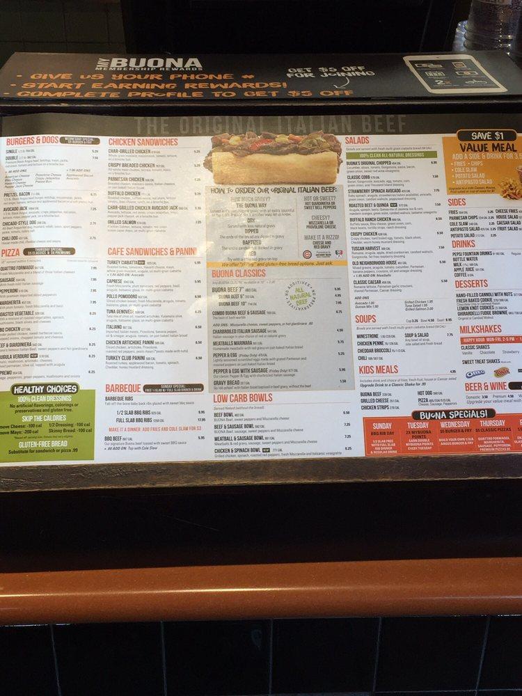 Menu at Buona pizzeria, Hillside, S Wolf Rd