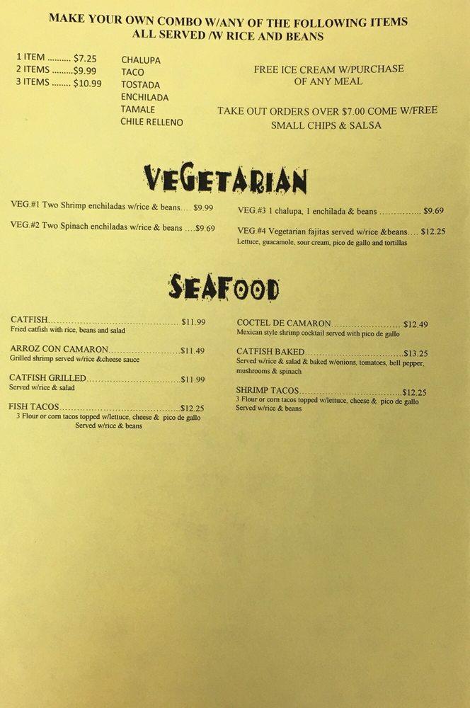 Menu at El Tucan restaurant, DeQuincy, W 4th St