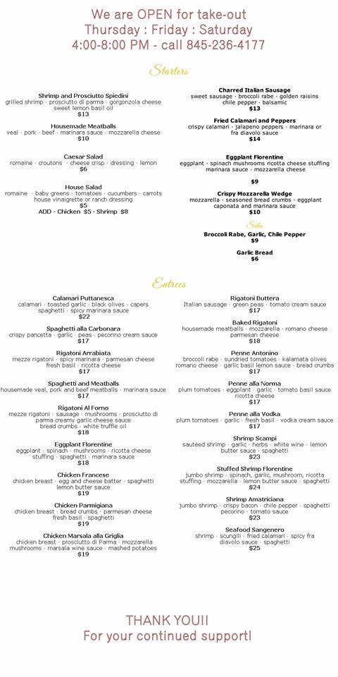 Menu at Encore restaurant, Marlboro