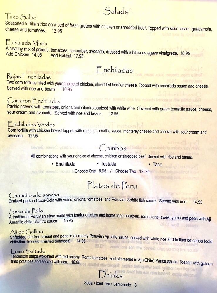 Menu at Hola! Sunriver restaurant, Sunriver