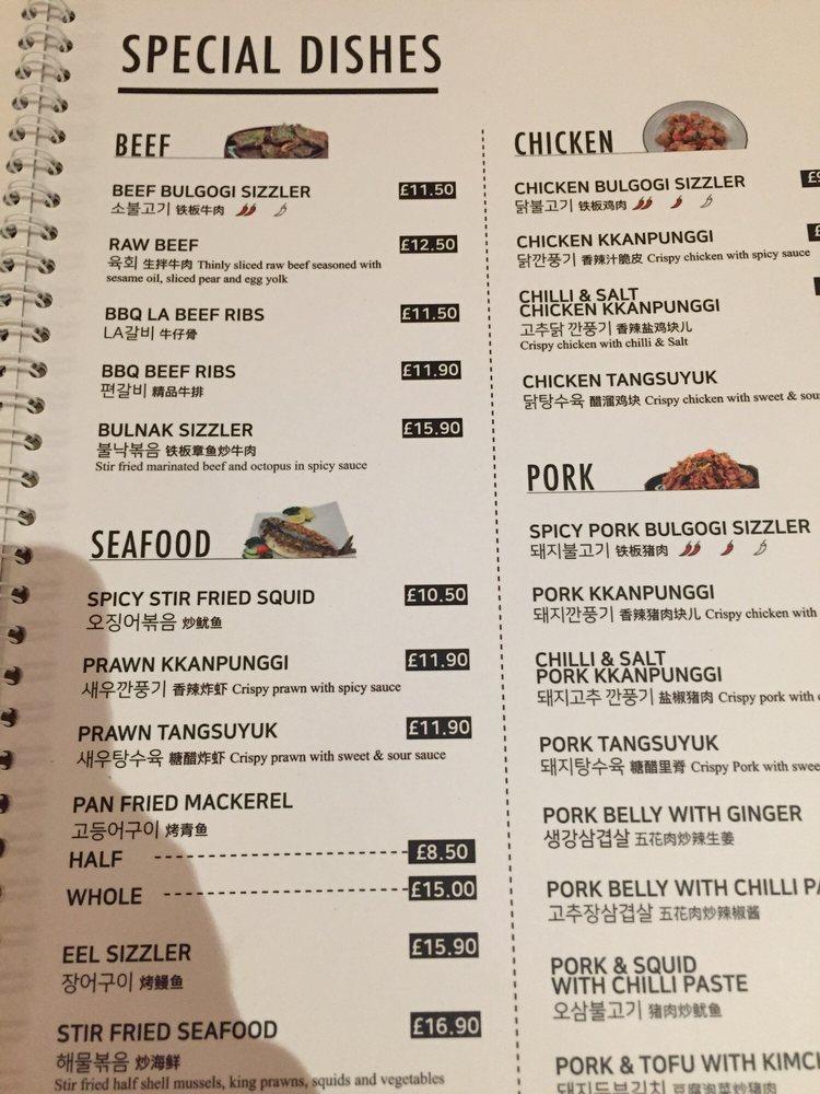 Menu at K.Cook Korean Restaurant, London