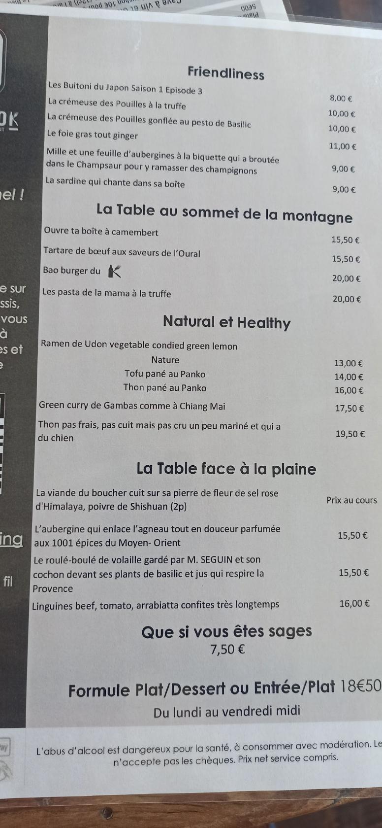 Menu au Le Bistrok Gap restaurant, Gap