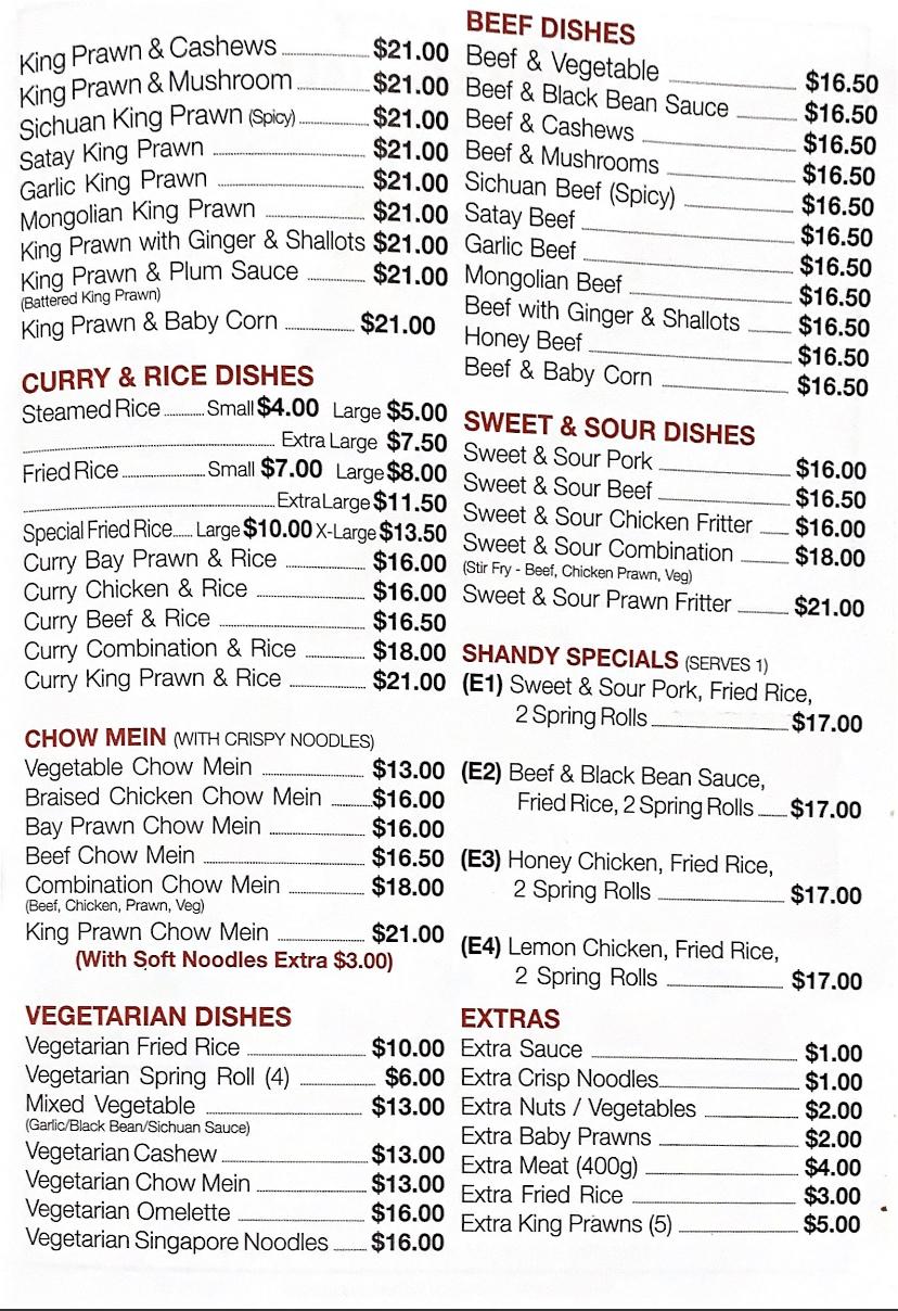 Menu at Redland Bay Chinese Cafe, Redland Bay, Shop/15 Stradbroke St