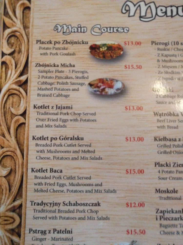 Menu at Bacowka Restaurant, Schaumburg