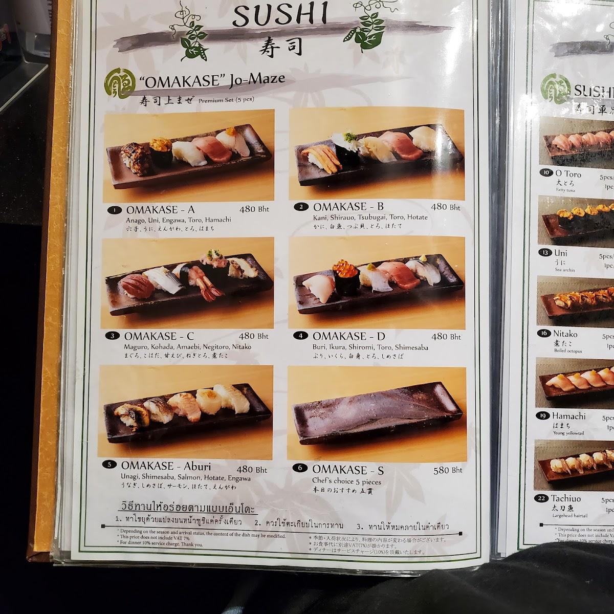 Menu at Endo Sushi restaurant, Bangkok, The Taste Thong Lo