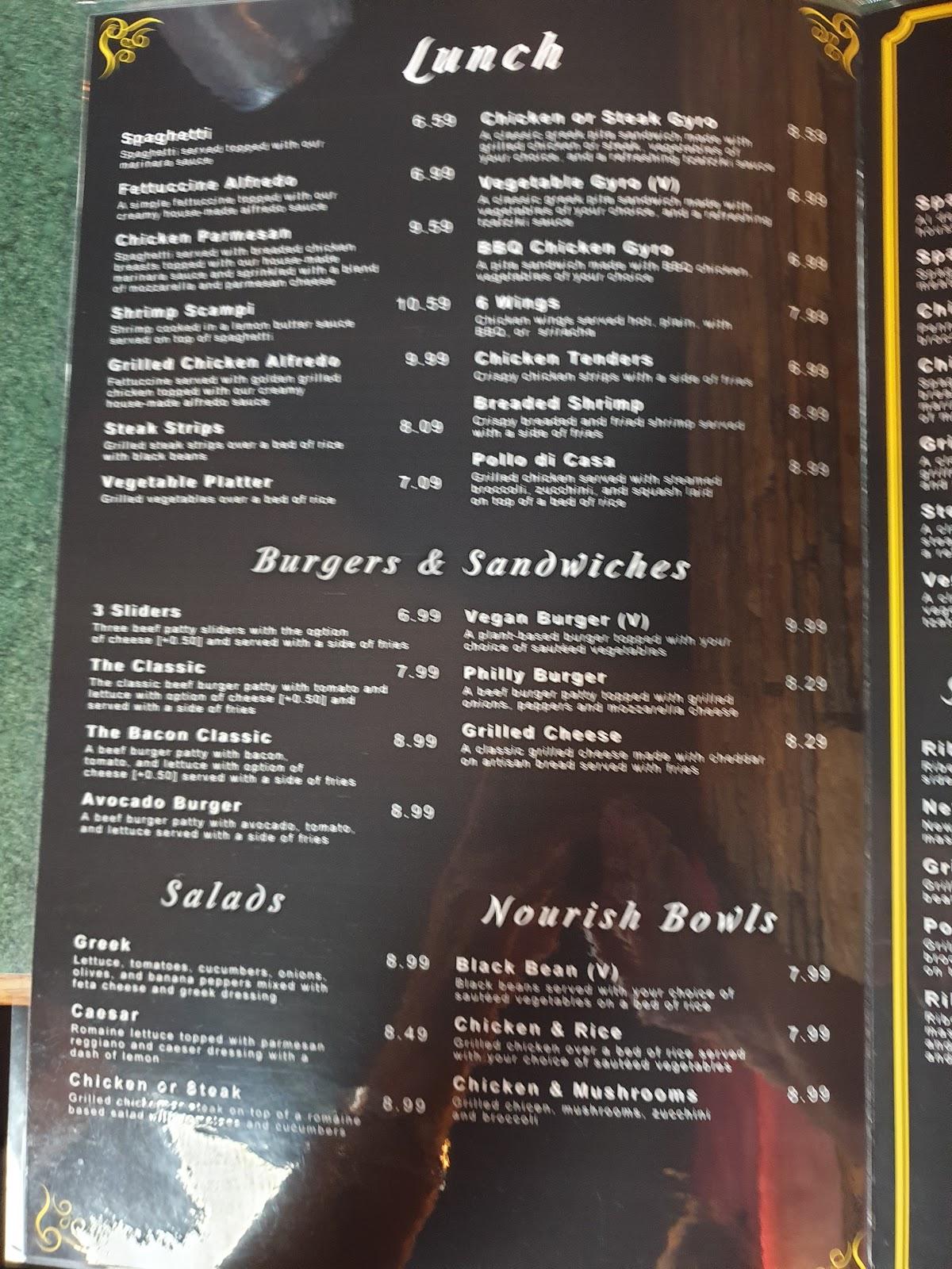 Menu at Gustavo's International Cuisine restaurant, Chillicothe