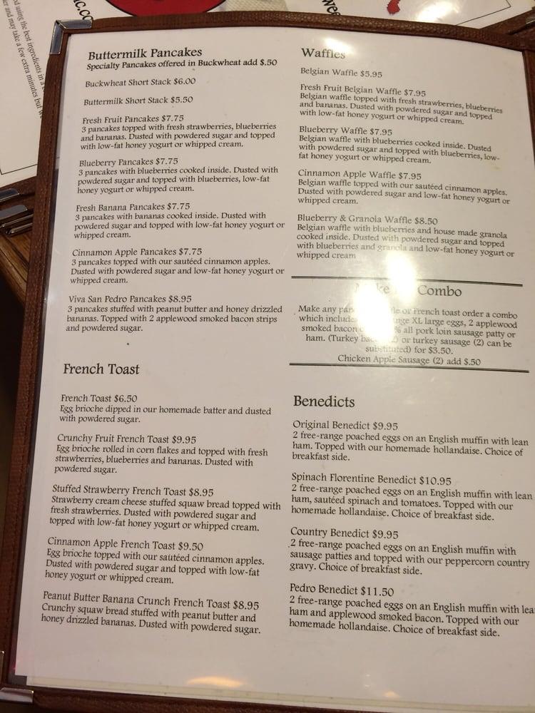 Menu at San Pedro Cafe, Rancho Palos Verdes, 605 S Pacific Ave