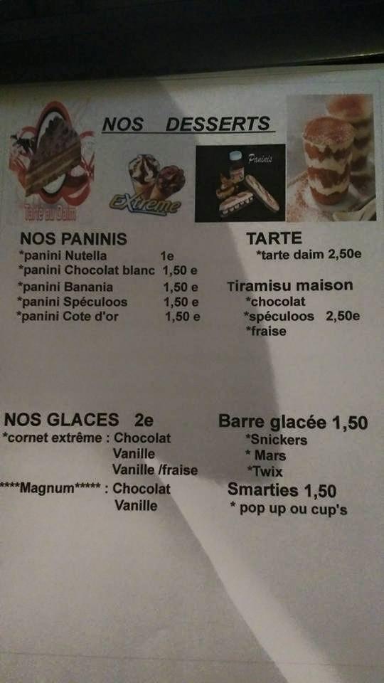 Menu at Snack Royal Délice restaurant, Calais