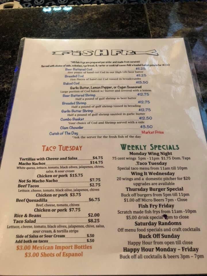 Menu at Spitfires on State pub & bar, Milwaukee