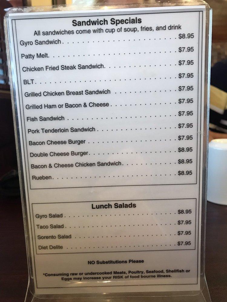 Menu at Sunshine Family Restaurant, Dubuque, 401 Central Ave