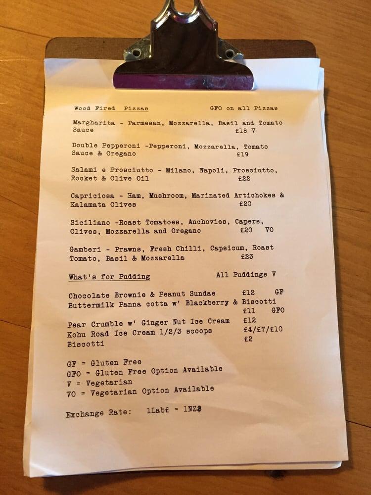 Menu at The Laboratory pizzeria, Lincoln