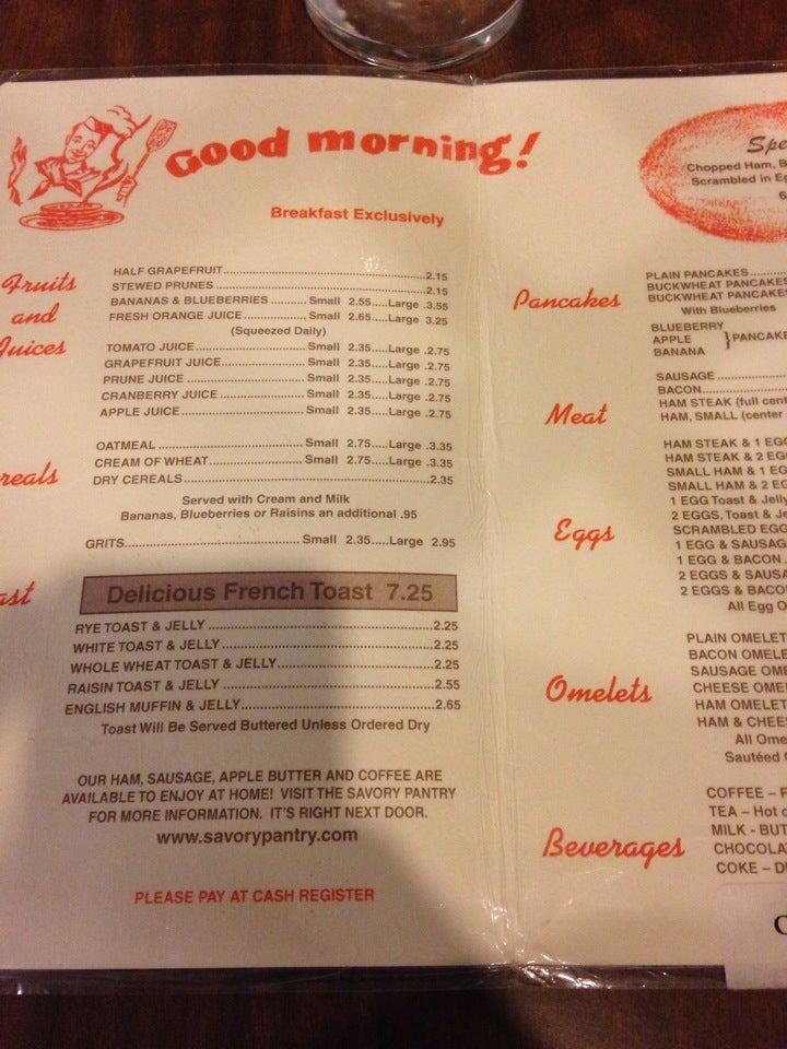 Menu at The Pancake Shop pub & bar, Hot Springs