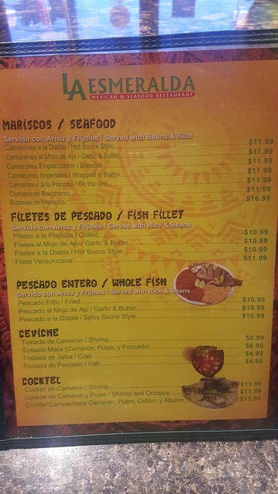 Menu at La Esmeralda Mexican and Seafood Restaurant, Santa Clarita