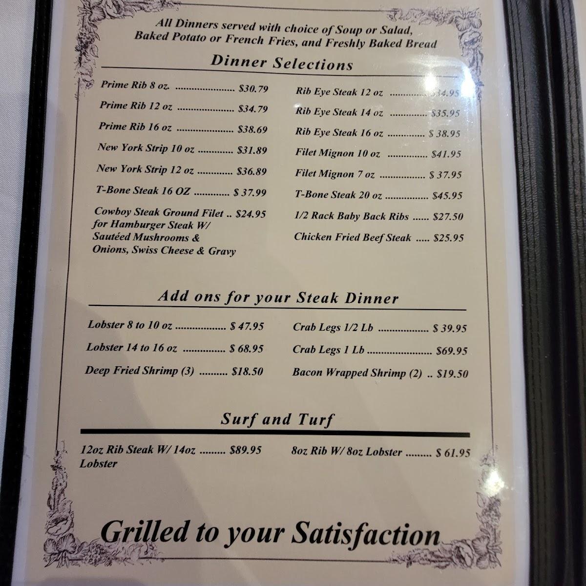 Menu at Log Inn Restaurant, Rock Springs