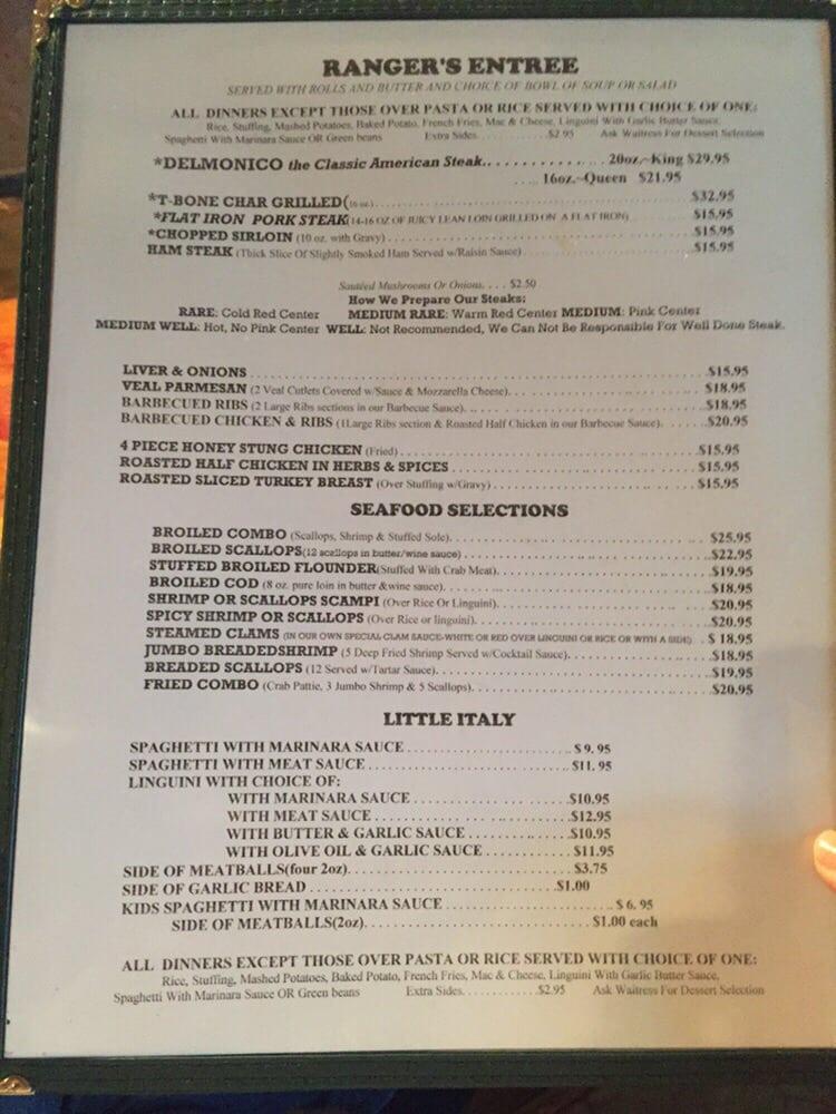 Carta del pub y bar Old Rangers Inn, Estados Unidos, 905 PA-390