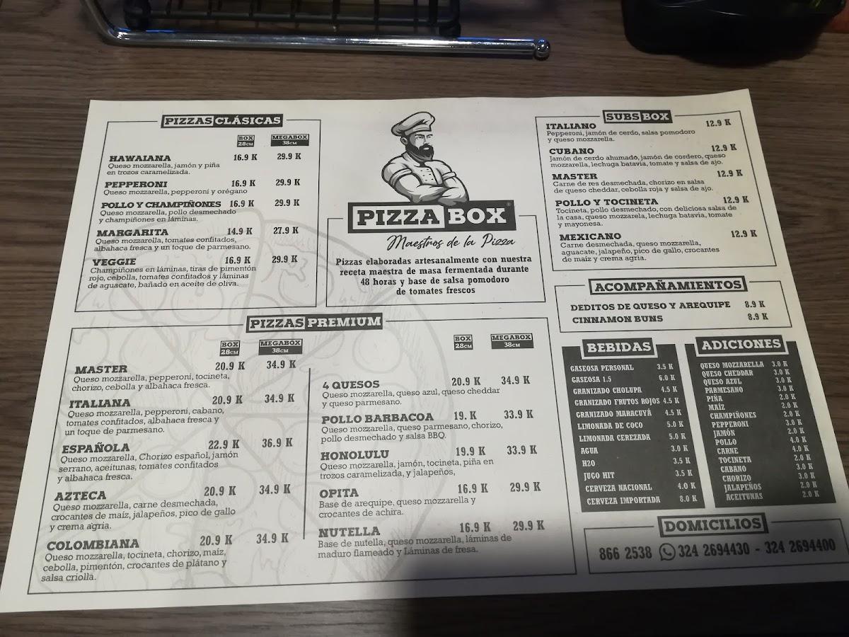 Carta del restaurante Pizza Box, Neiva