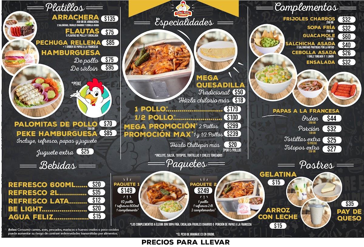 Menu at Pollo Feliz Express restaurant, Saltillo, C. 17 827
