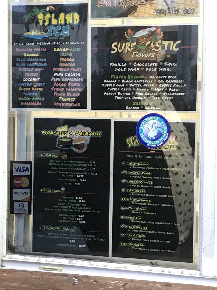 Menu at Surfin' Turtle Ice Cream Shoppe, Satellite Beach, Florida A1A