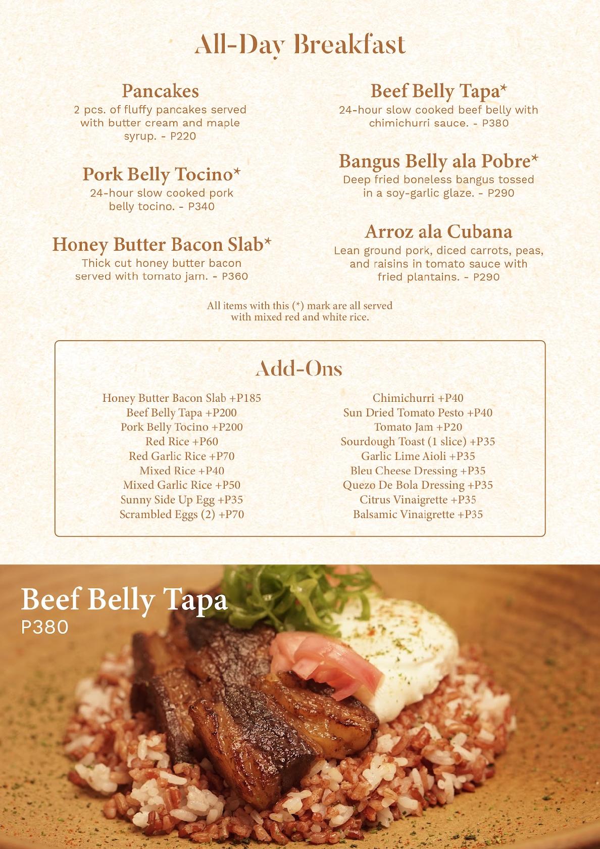 Menu at Almusal Cafe, Quezon City
