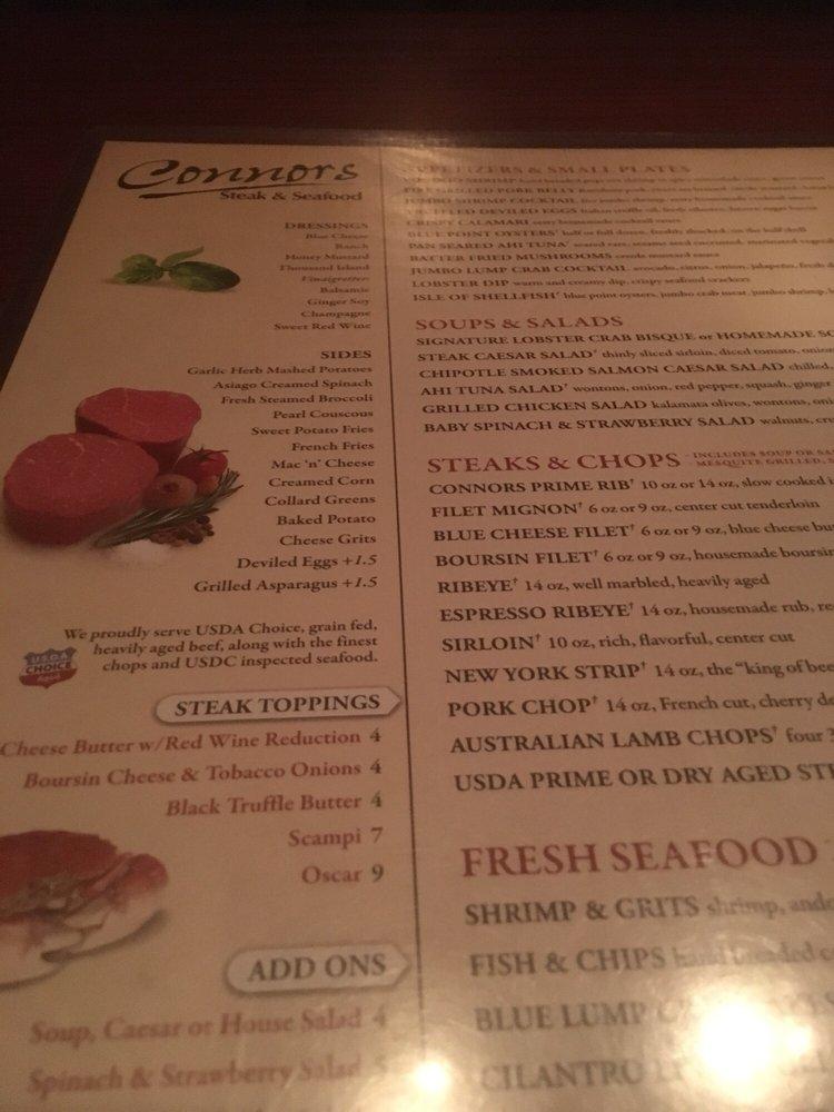 Menu at Connors Steak & Seafood pub & bar, Huntsville