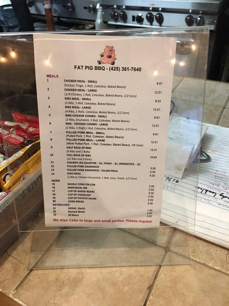 Menu at Fat Pig BBQ, Edmonds