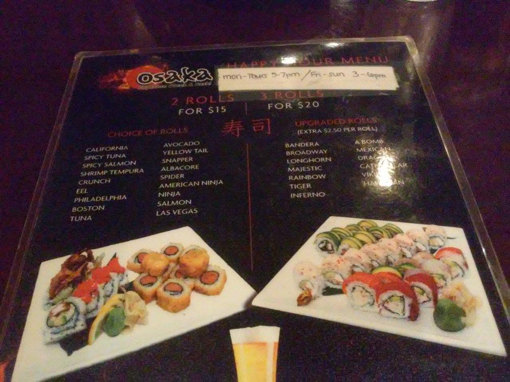 Menu at Osaka Japanese Steak & Sushi Bar, Alamo Heights, Broadway