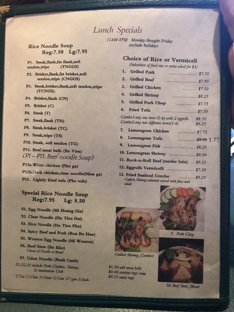 Menu at Pho Hoang restaurant, Houston, NASA Road 1 ste g