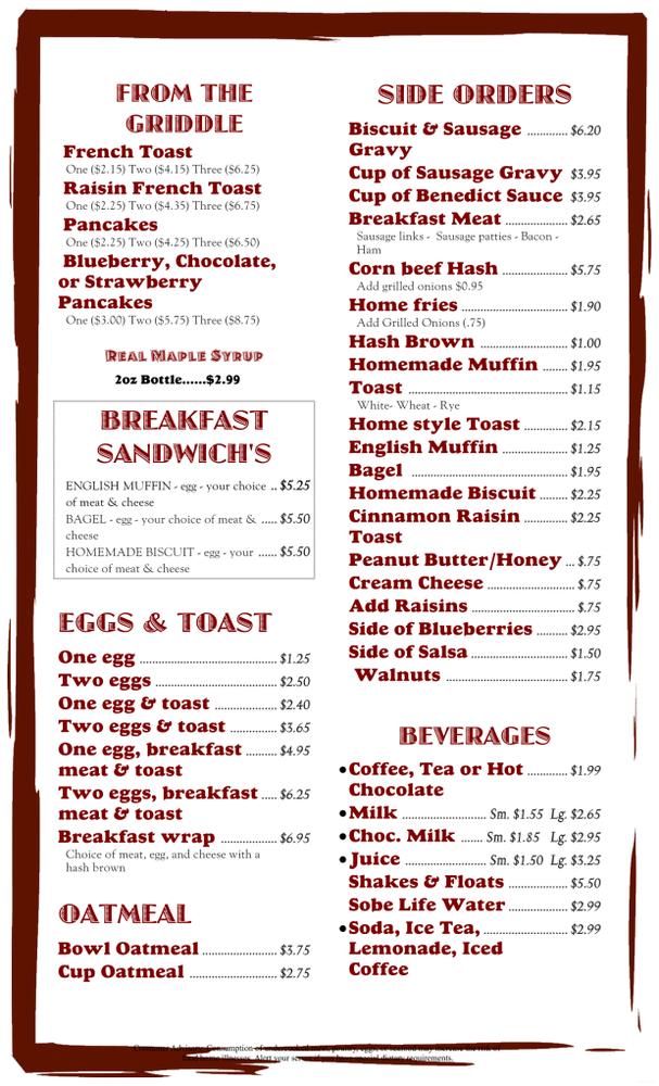 Menu at Rockport Diner restaurant, Rockport, 420 West St