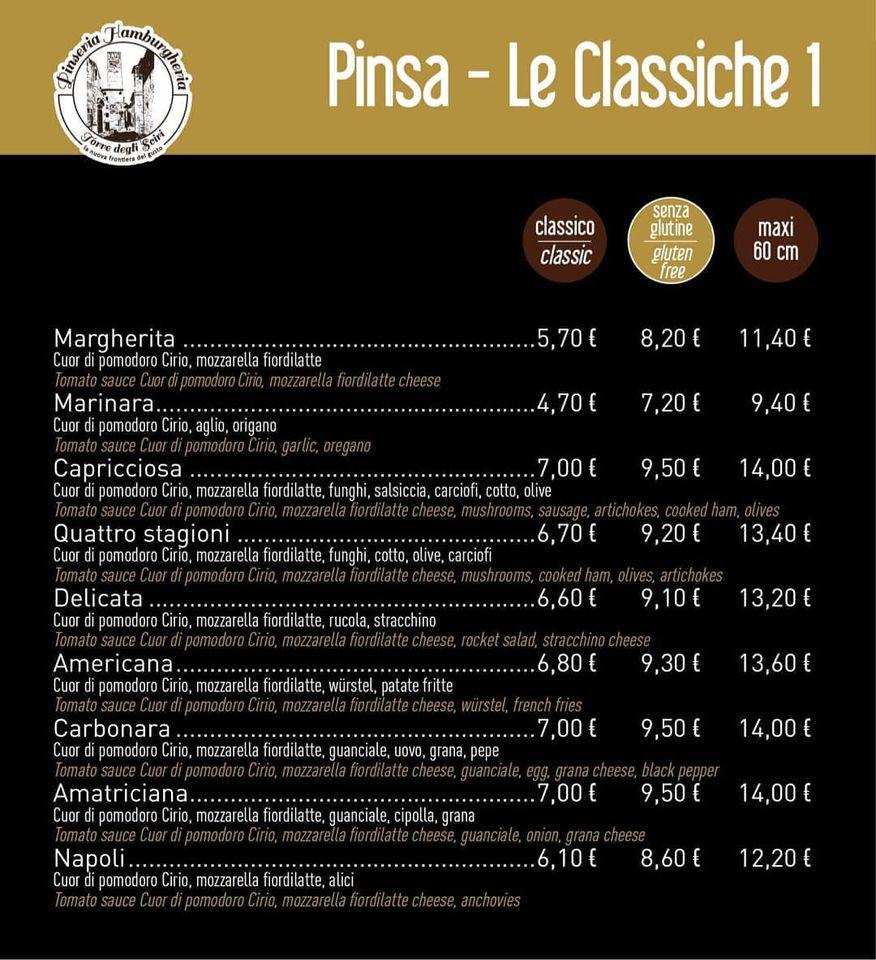 Speisekarte von Pinseria Hamburgheria Torre Degli Sciri Perugia pizza ...