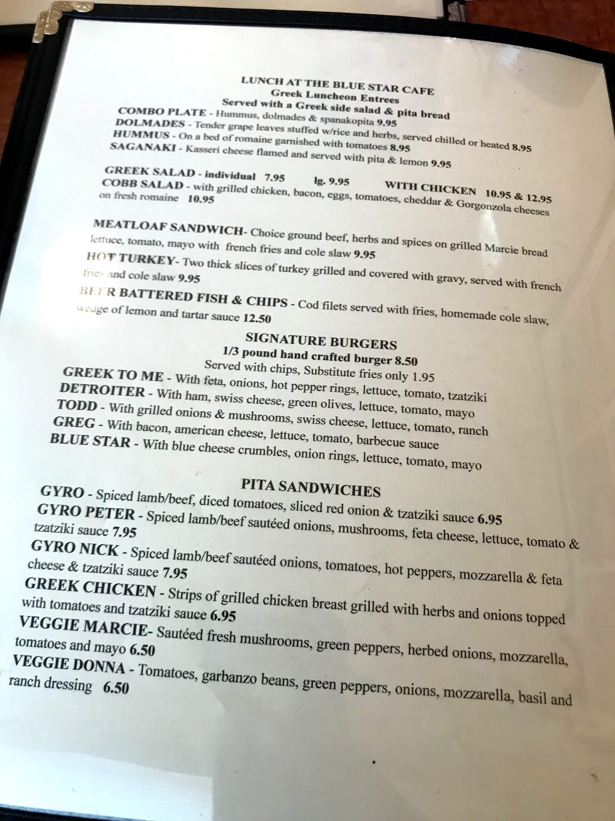 Menu at Blue Star Cafe & Ice Cream Treats, Douglas