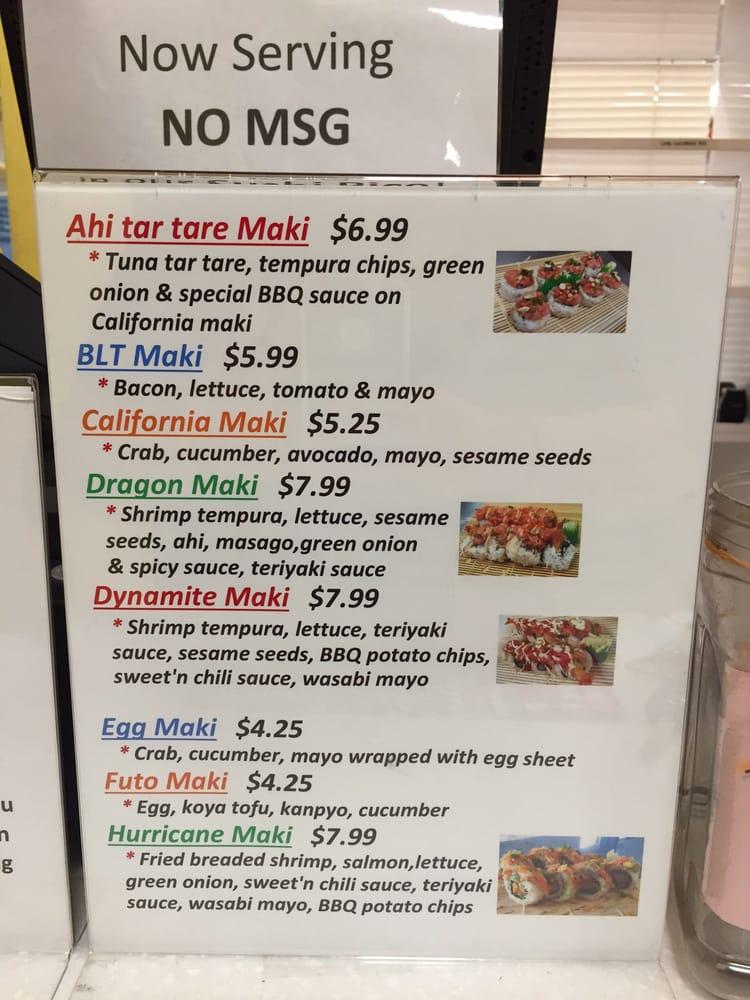 Menu at Kozo Sushi restaurant, Honolulu, S King St