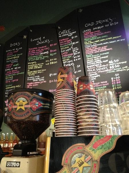 Menu at Midnight Espresso cafe, Wellington