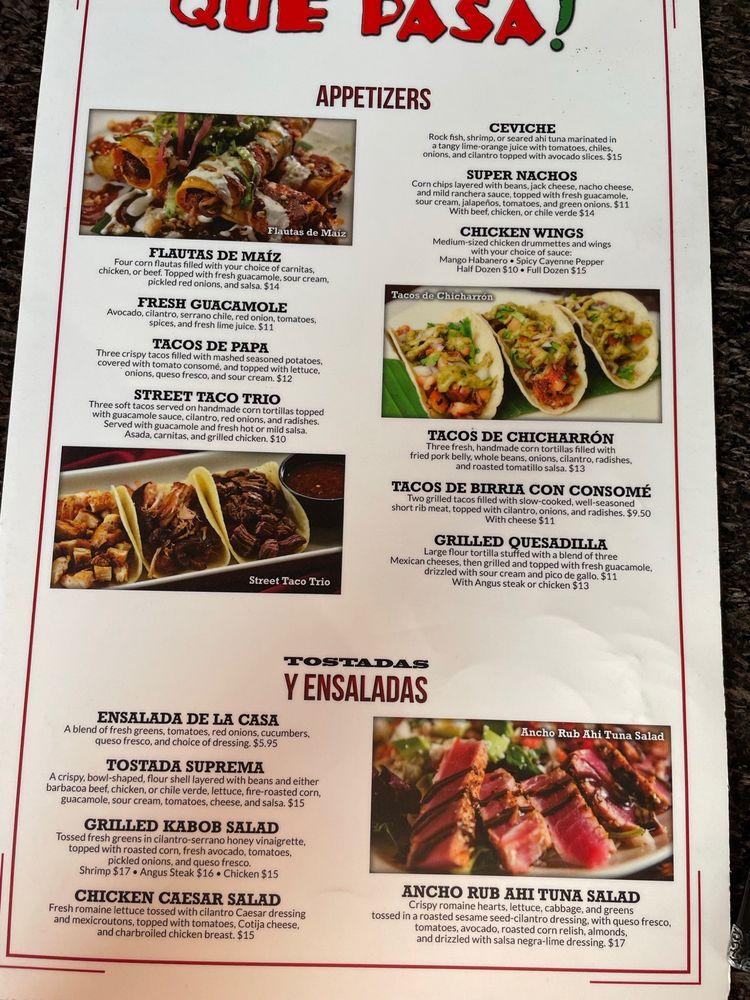 Menu at Que Pasa Mexican Cafe, Bakersfield, Ming Ave